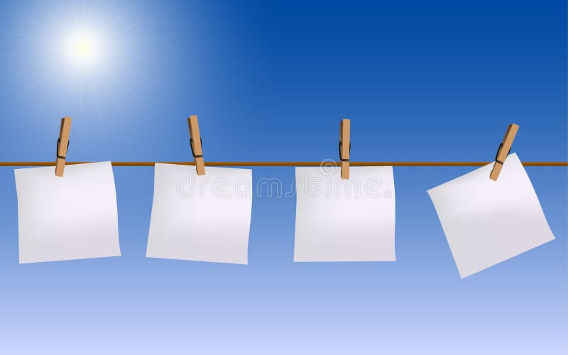 Four Paper Notes Hanging on Rope Stock Vector - Illustration of border ...