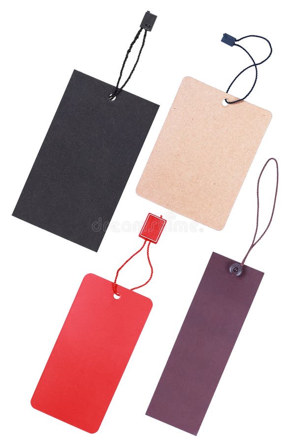 Four Paper Tags Isolated on White Stock Photo - Image of hole ...