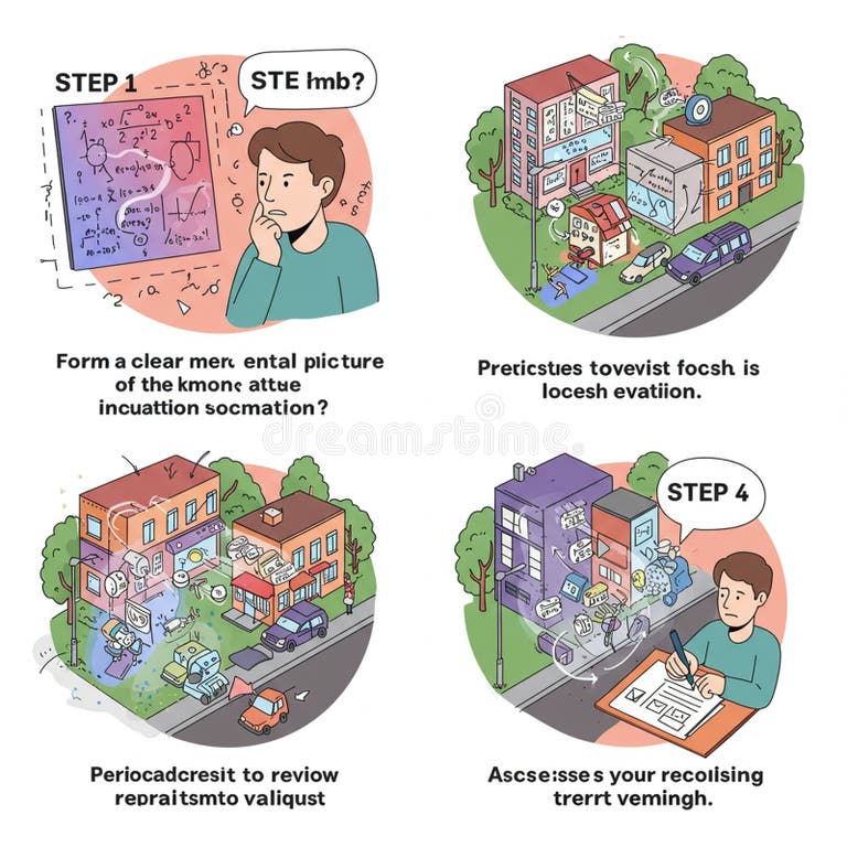 Four-part Comic Strip with Each Section Featuring a Step in a Humorous ...