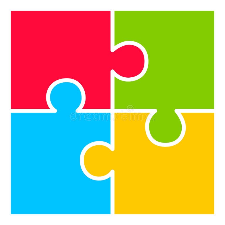Four part puzzle diagram stock vector. Illustration of jigsaw - 53432664