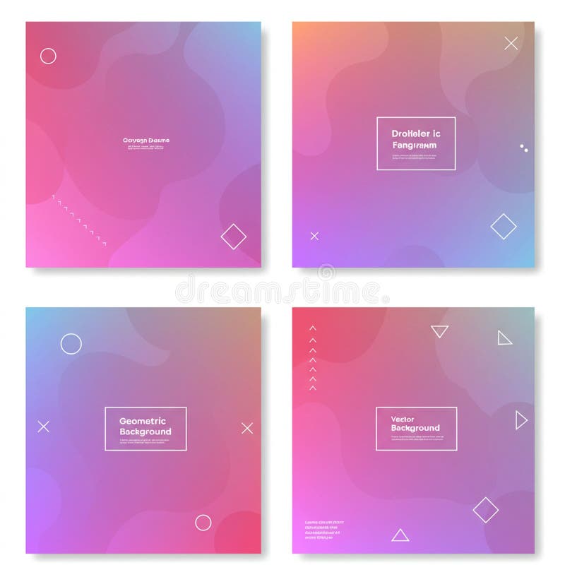 Four Pastel-colored Abstract Designs with Gradient Backgrounds. Each ...