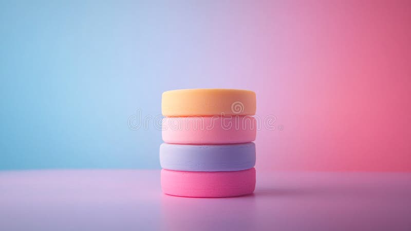 Colorful Stacked Discs on a Gradient Background Showcasing Pastel Hues ...
