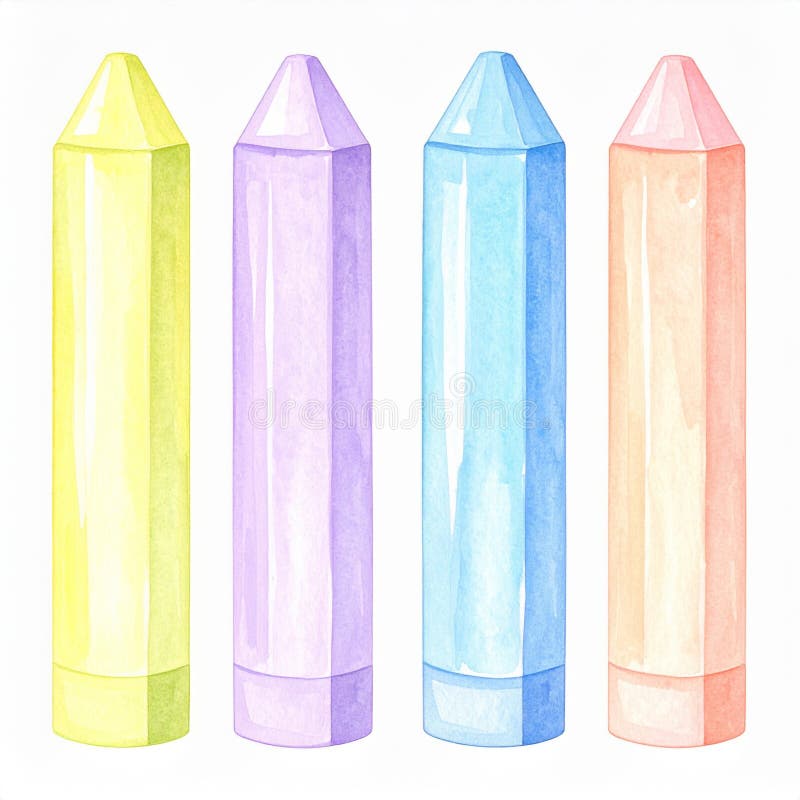 Four Pastel Crayons on White Background Stock Illustration ...