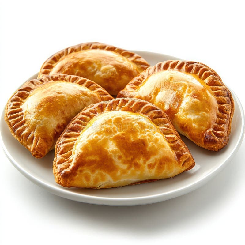 Four Pastries on a White Plate Stock Illustration - Illustration of ...