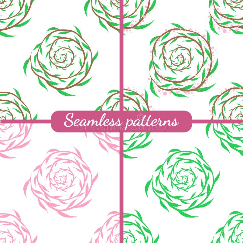 Four Patterns with Spirals. Stock Vector - Illustration of little ...