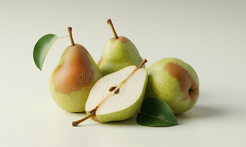 Four Pears Still Life on White Seamless Background Including One Pear ...