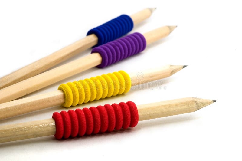 Four Pencils with Colourful Grips Stock Image - Image of school, desk ...