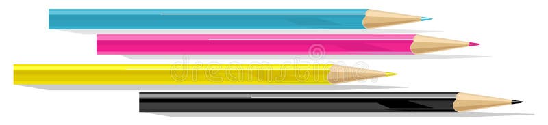 Four Pencils - Cyan, Magenta, Yellow and Black Stock Vector ...
