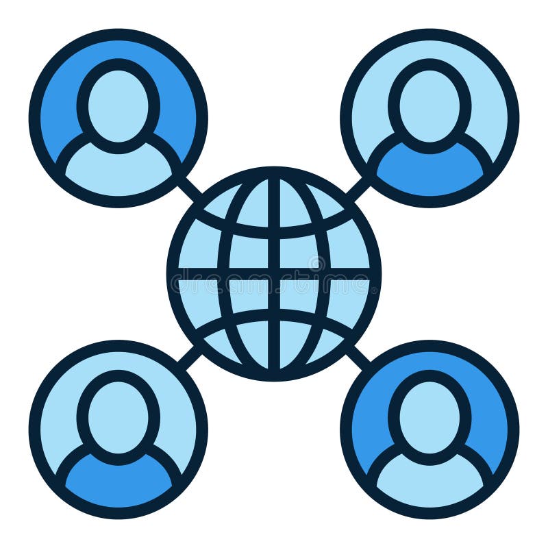 Four People Around Earth Globe Vector Multipolarity Blue Icon or Symbol ...