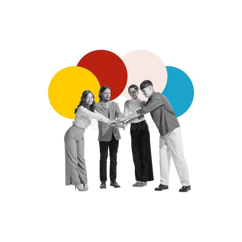 Four People Stacking Hands Together in Sign of Teamwork and Unity ...