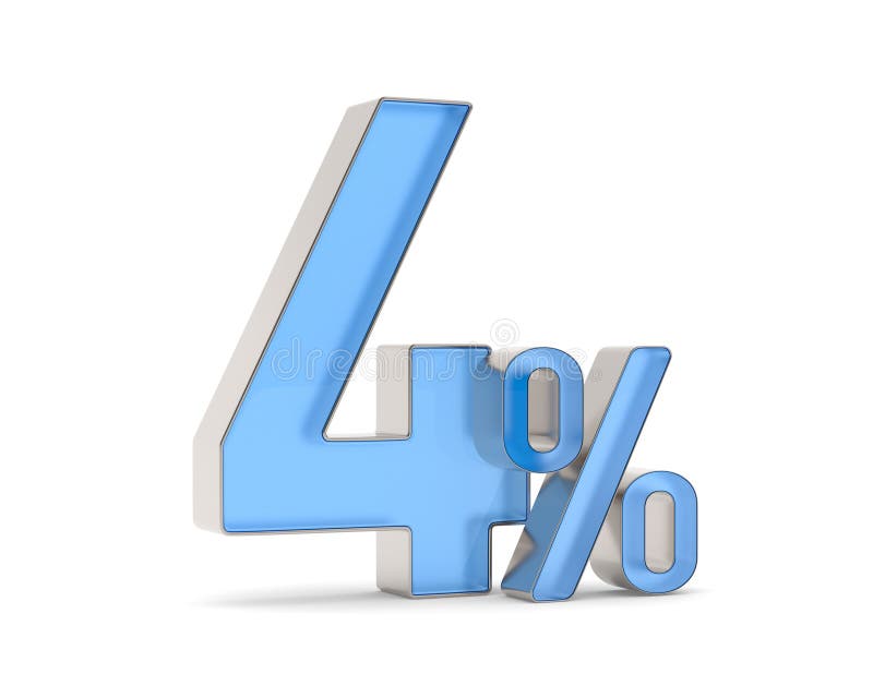 Four Percent on White Background. Isolated 3D Illustration Stock ...