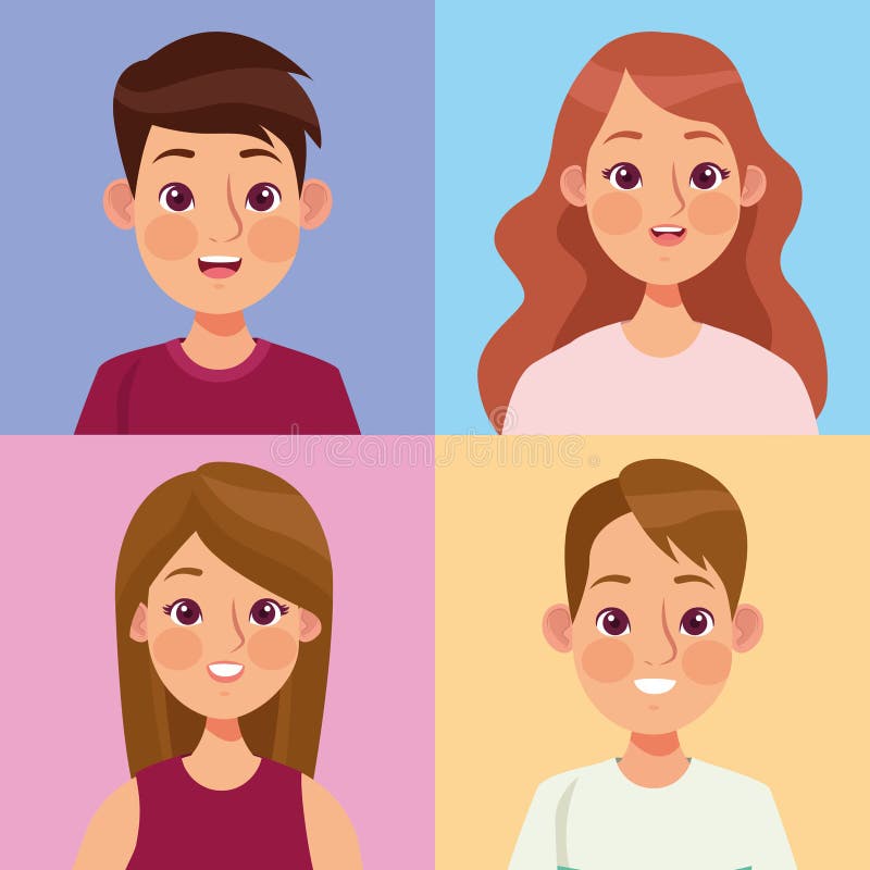 Four persons characters stock vector. Illustration of together - 224820384