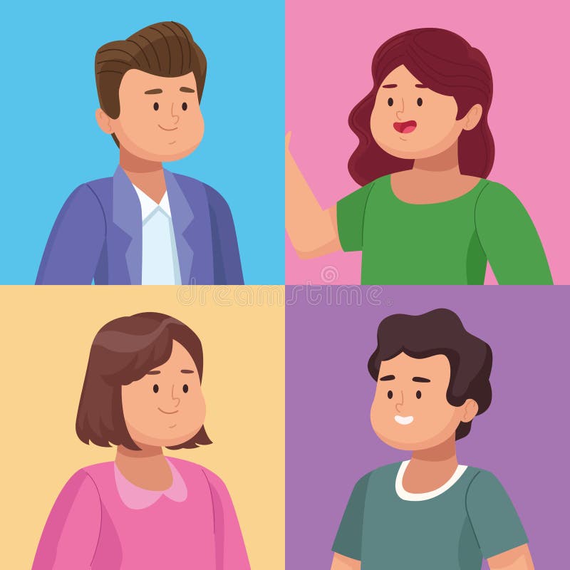 Four persons group stock vector. Illustration of young - 225614352