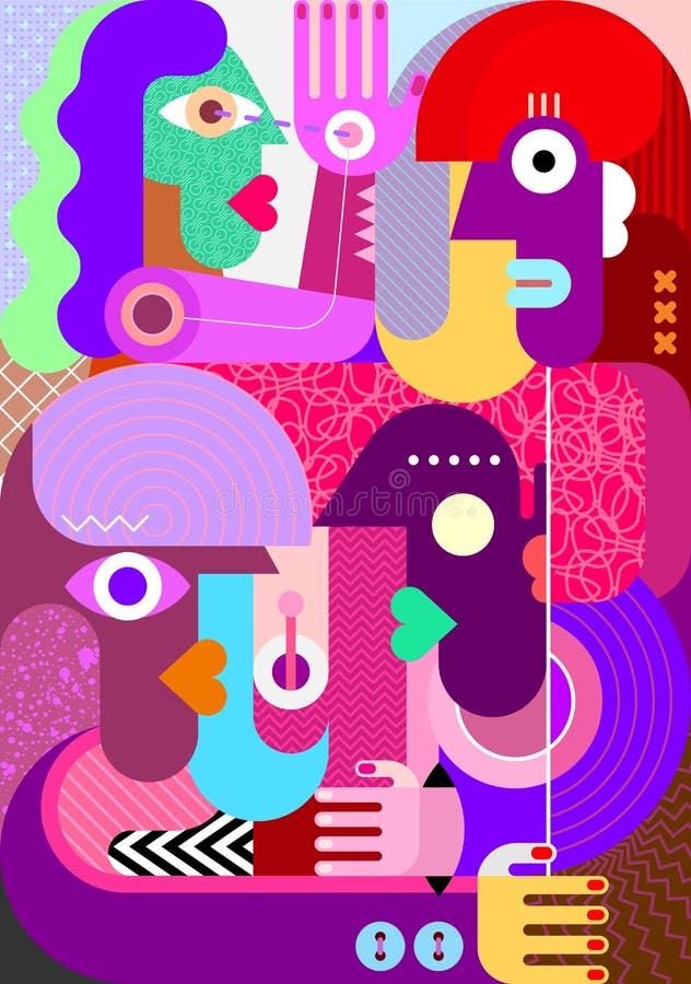 Four Persons Vector Illustration Stock Vector - Illustration of woman ...