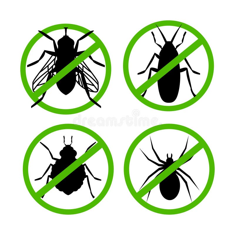 Four pest control icons stock vector. Illustration of contagion - 185504750