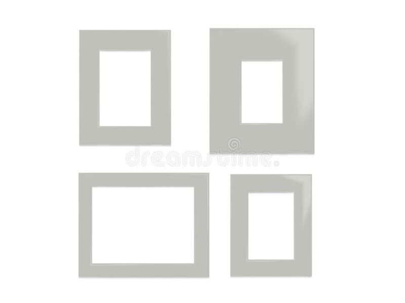 Four Photo Frames on the White Wall Stock Illustration - Illustration ...