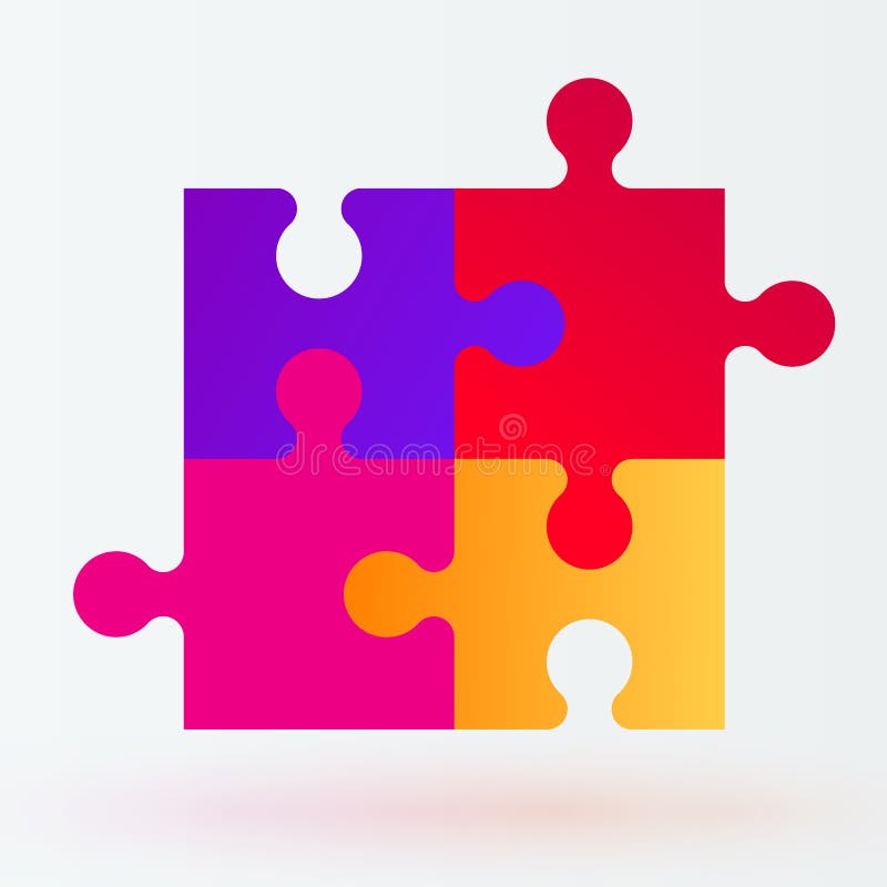 Four Piece Puzzle. Solution Concept. Modern Design Stock Vector ...