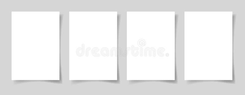 Four Pieces Blank A4 Sheet of White Paper Stock Vector - Illustration ...