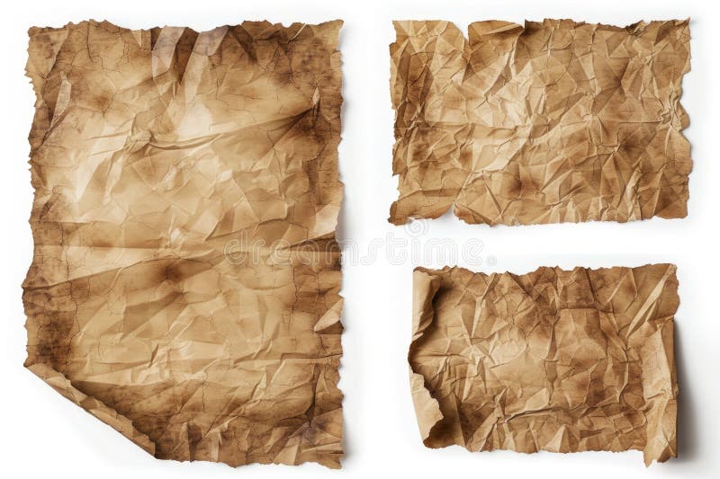 Four Pieces of Brown Paper on a White Background, Versatile for Various ...