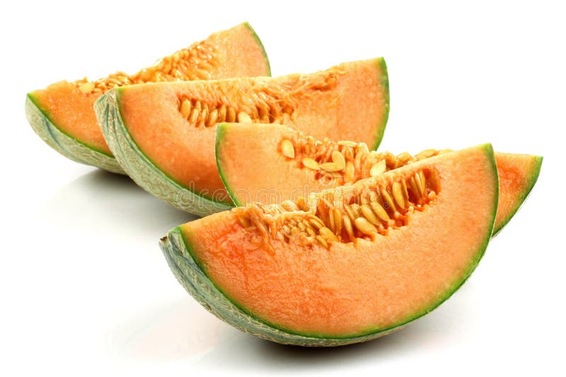 Four Pieces of Cantaloupe Melon Stock Photo - Image of dessert, lunch ...