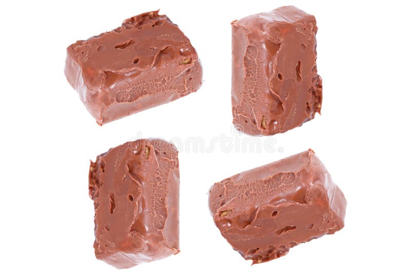 Four Pieces of Chocolate Isolated on White Stock Image - Image of ...