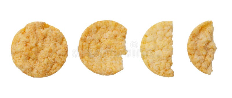 Four Pieces of a Snack are Shown, with One Piece Missing Stock Photo ...