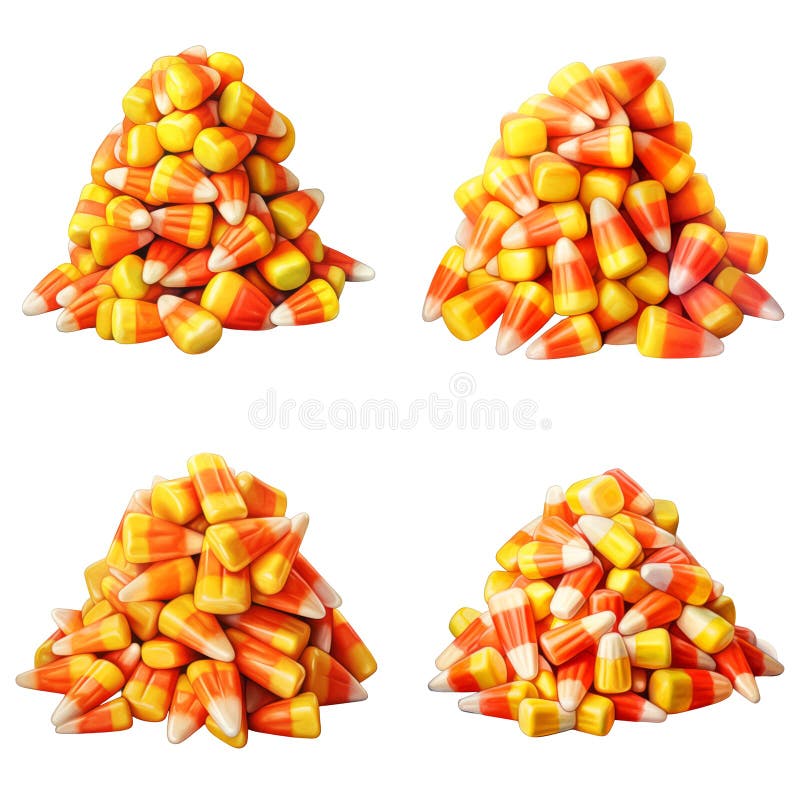 Four Piles of Orange, Yellow, and White Candy Corn Stock Image ...