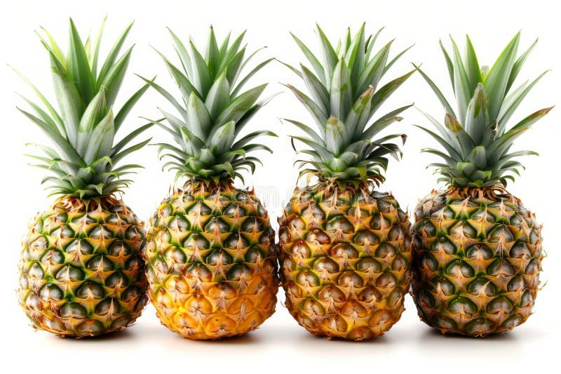 Four Pineapples Solid White Background Ai Generated Stock Photos - Free ...