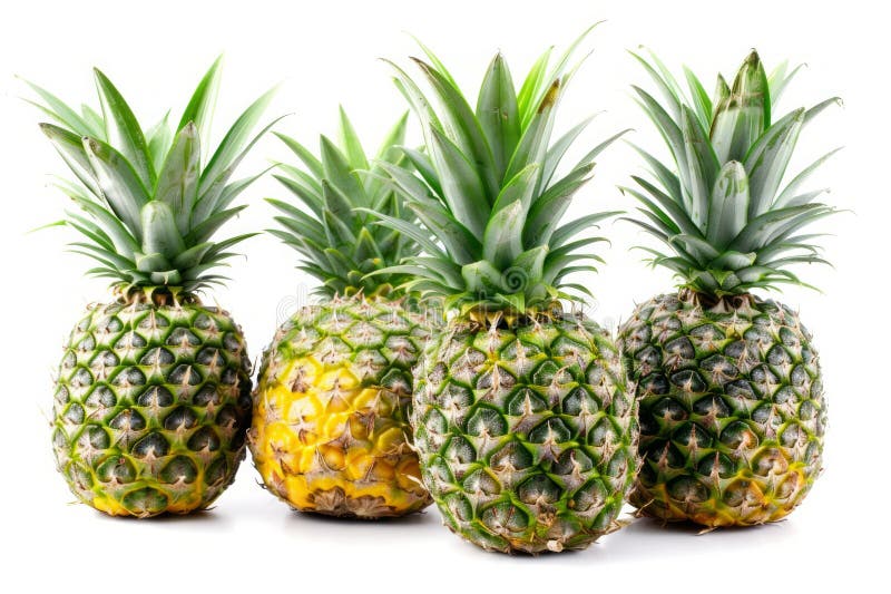 Four Pineapples on Solid White Background. Neural Network AI Generated ...