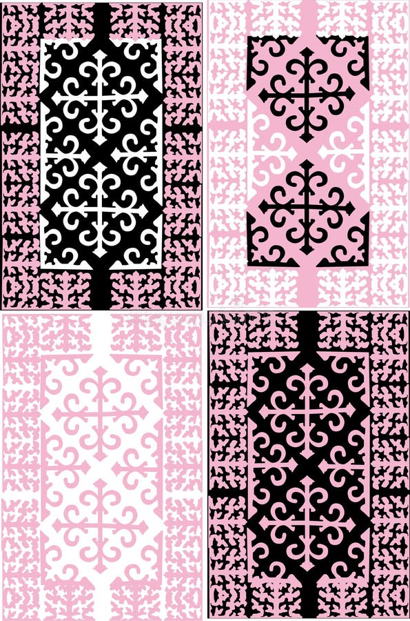 Four Pink and Black Designs Collection Stock Vector - Illustration of ...