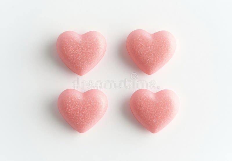 Four Pink Hearts Pattern on White Background High Quality Image Stock ...