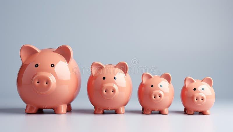 Four Pink Pigs Running Together on a Path Stock Illustration ...