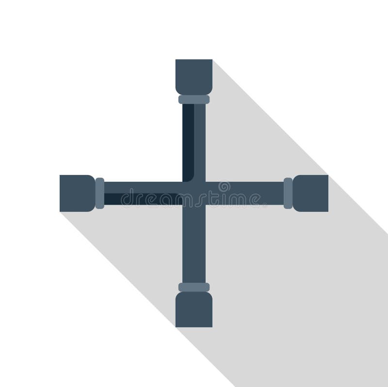 Cross Pipe Fitting Connecting Four Pipes with Long Shadow Stock ...