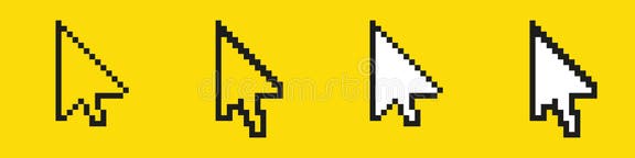 Four Pixel Arrow Cursors in Sequence: Digital Pointer Icons Stock ...