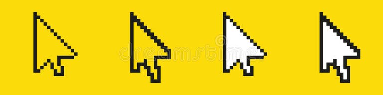 Four Pixel Arrow Cursors in Sequence: Digital Pointer Icons Stock Vector - Illustration of arrow ...