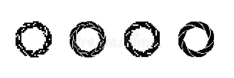 Four Pixel Art Circles with Unique Patterns Displayed in a Simple ...