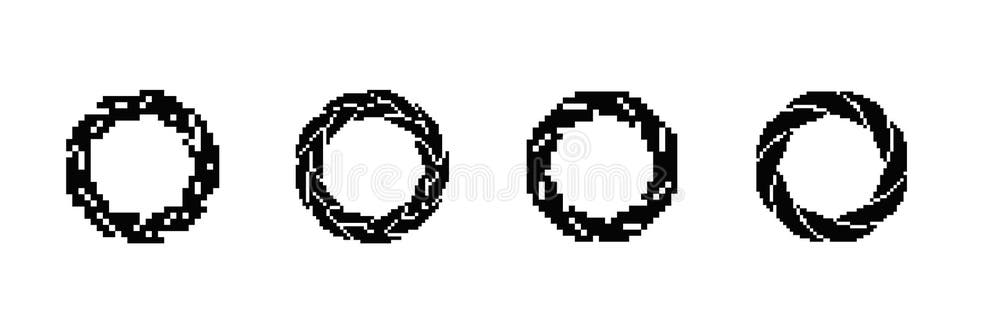 Four Pixel Art Circles with Unique Patterns Displayed in a Simple ...