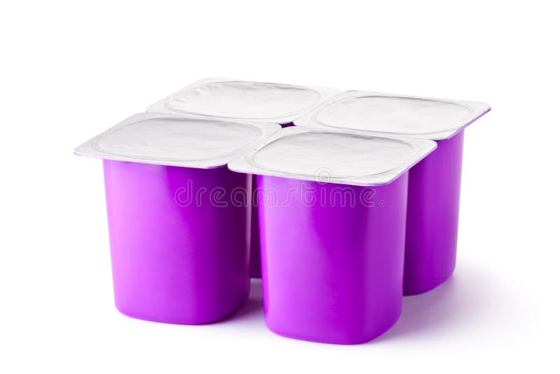 Four Plastic Containers for Dairy Products Stock Image - Image of white ...