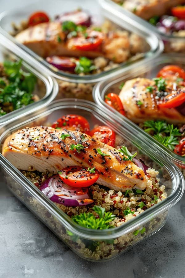 Four Plastic Containers Filled with Different Types of Food. Ideal for ...