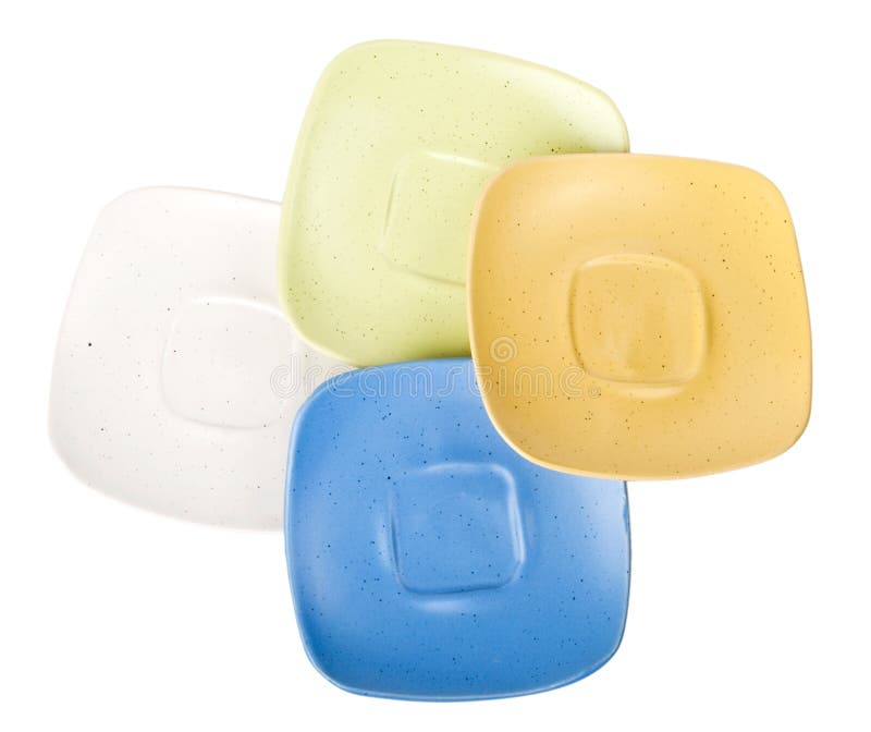 Four Plates Isolated on White Stock Image - Image of kitchenware ...