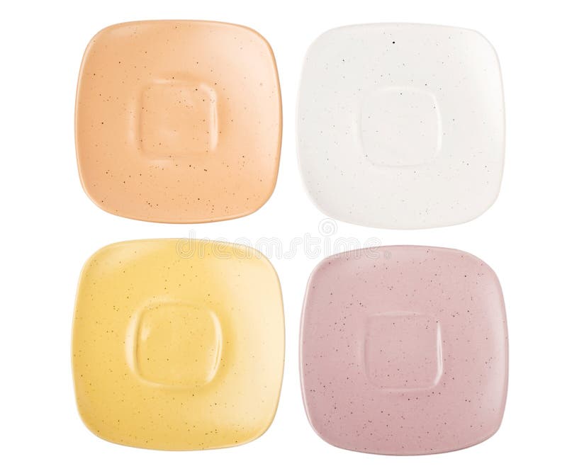 Four Plates Isolated on White Stock Image - Image of blue, kitchen ...