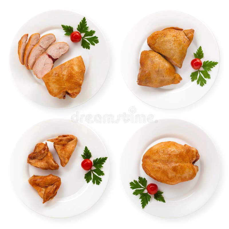Four plates stock image. Image of poultry, roasted, traditional - 46977707