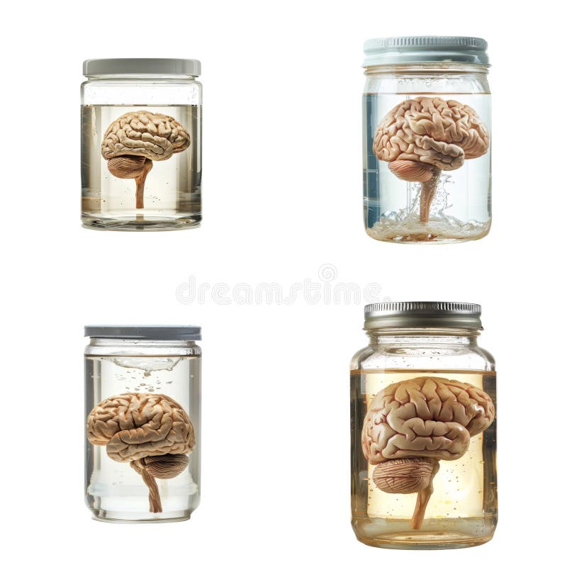 Four Preserved Human Brains in Glass Jars Stock Image - Illustration of ...