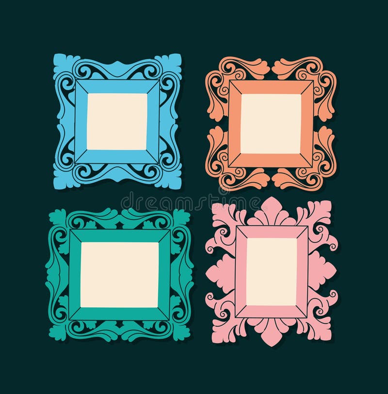 Four pretty frames stock vector. Illustration of elegant - 229877738