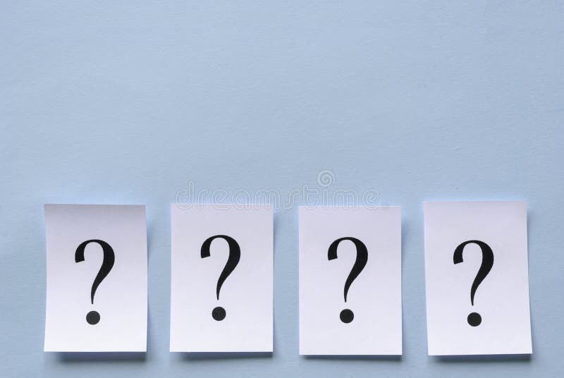 Four Printed Question Marks on White Paper Stock Image - Image of exam ...