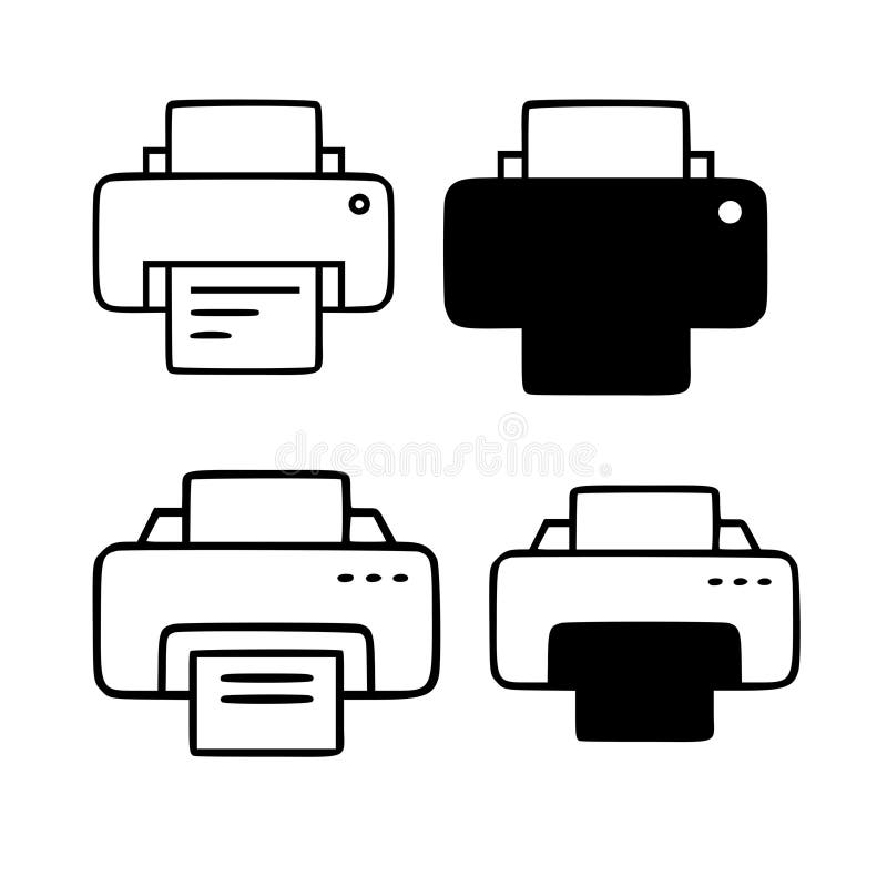 Four Printer Icons are Arranged in a 2x2 Grid Stock Illustration ...