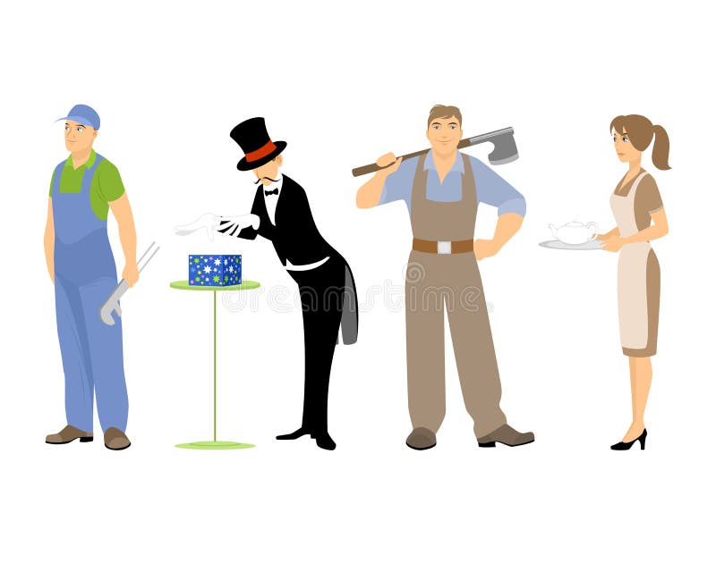 Four professions set stock vector. Illustration of contractor - 49541600