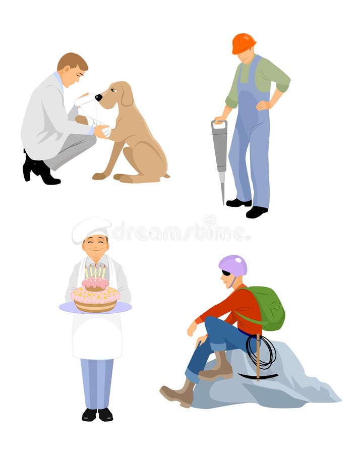 Four professions men stock vector. Illustration of sitting - 48943349