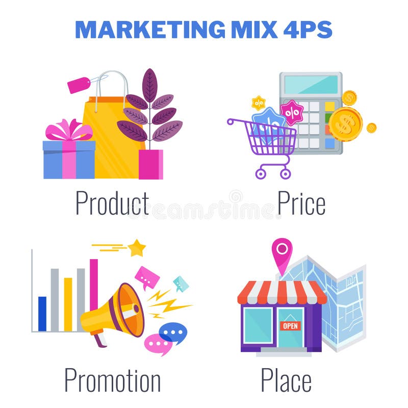 Four 4 PS Marketing Mix Infographic Flat Vector Illustration Scheme ...