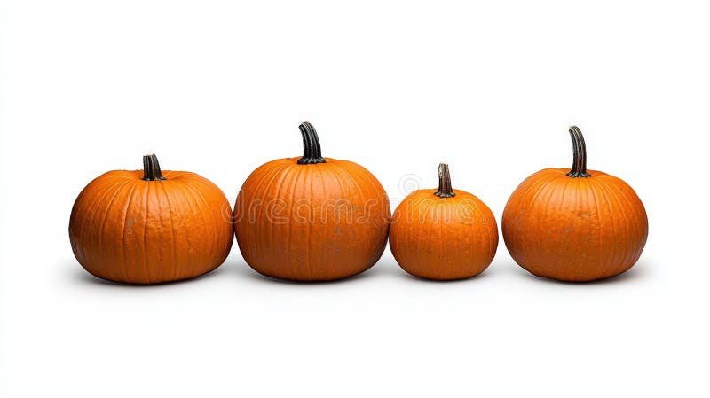 Four Pumpkins of Varying Sizes on a White Isolated Background Stock Illustration - Illustration ...